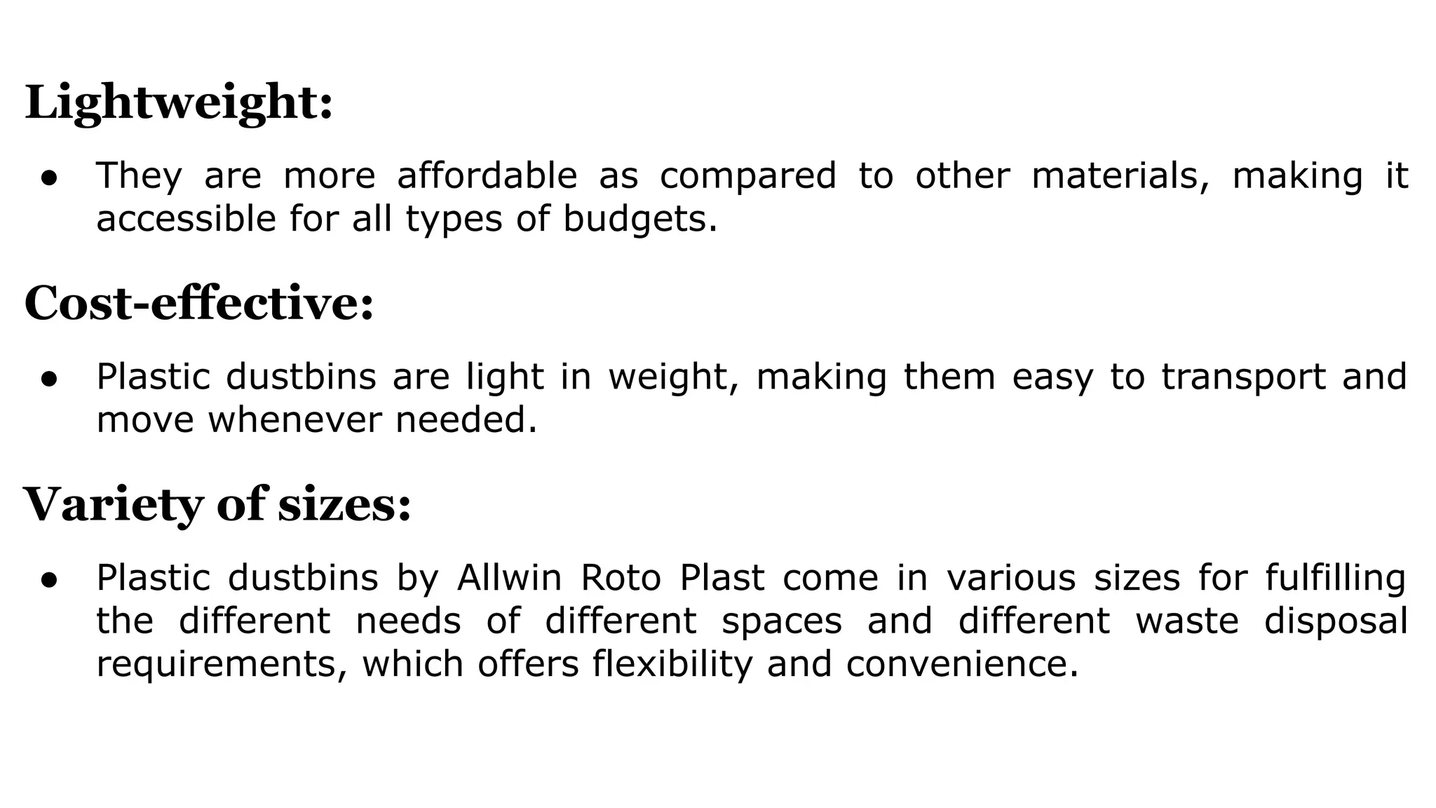 Plastic Dustbins: Types, Sizes, and Uses | PDF