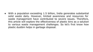 Plastic Dustbins: Types, Sizes, and Uses | PDF