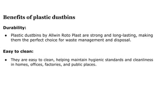 Plastic Dustbins: Types, Sizes, and Uses | PDF