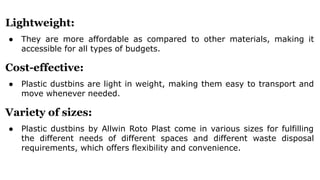 Plastic Dustbins: Types, Sizes, and Uses | PDF