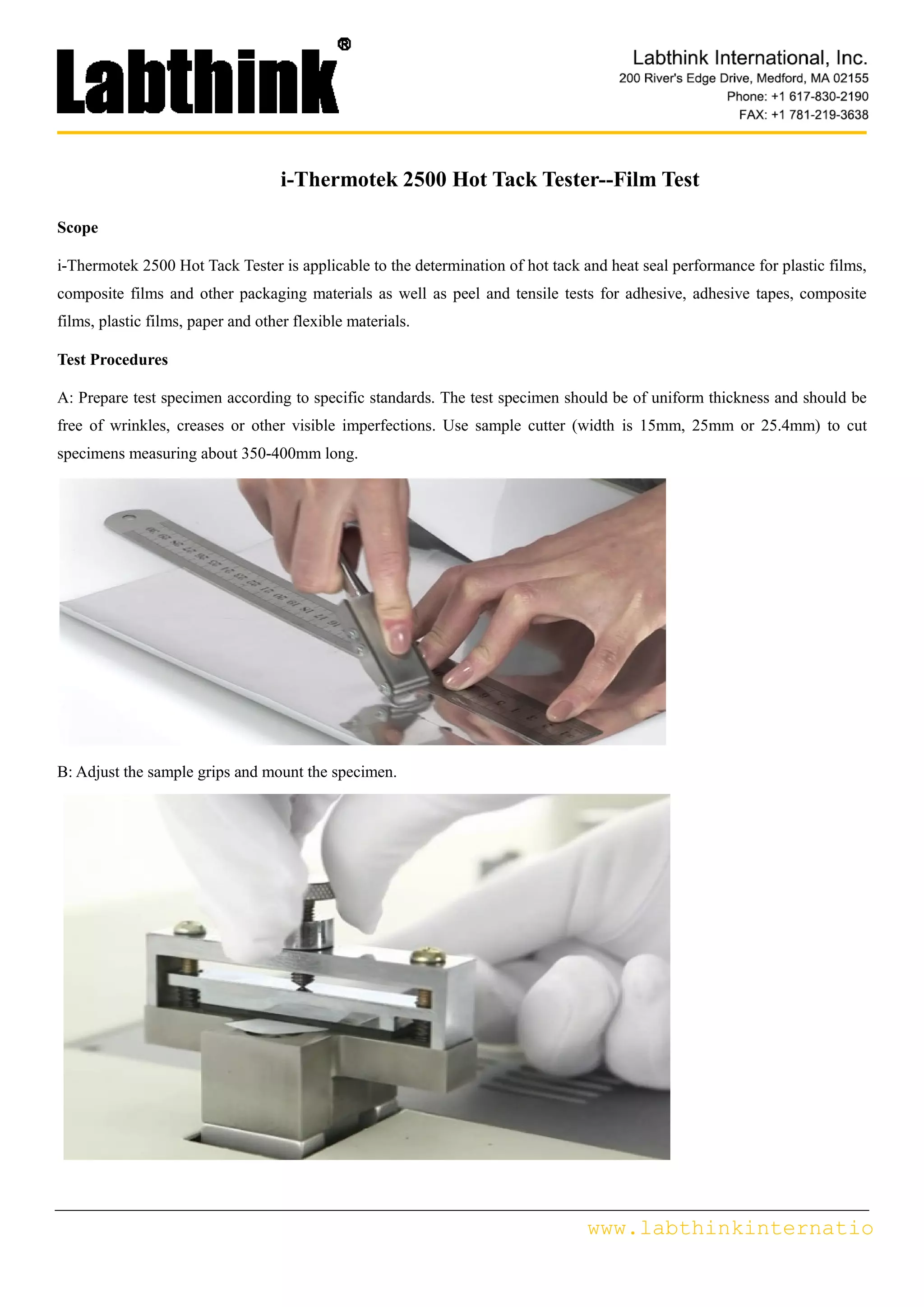 Plastic film hot tack test | PDF