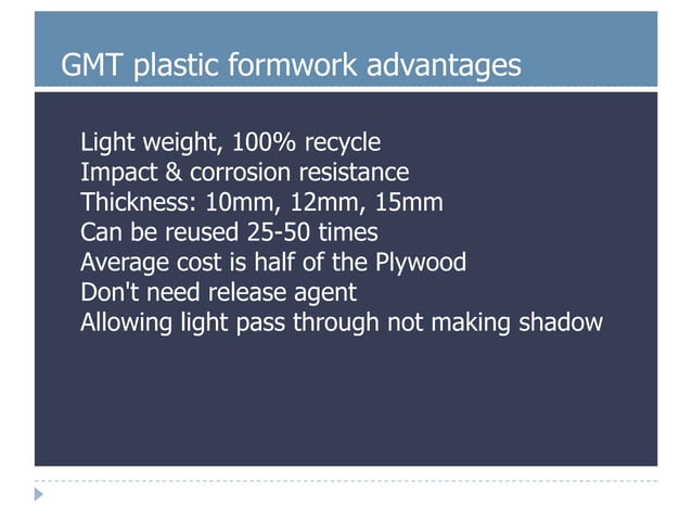 Plastic GMT formwork panel | PPT