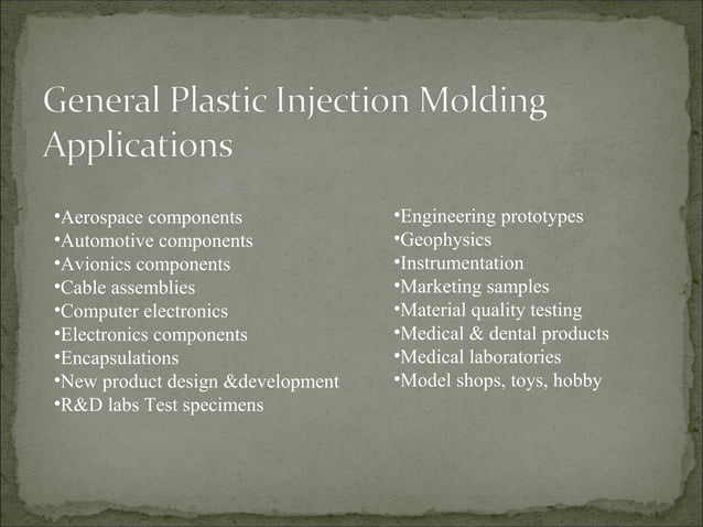 Plastic injection moulding ppt | PPT