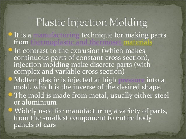 Plastic injection moulding ppt | PPT