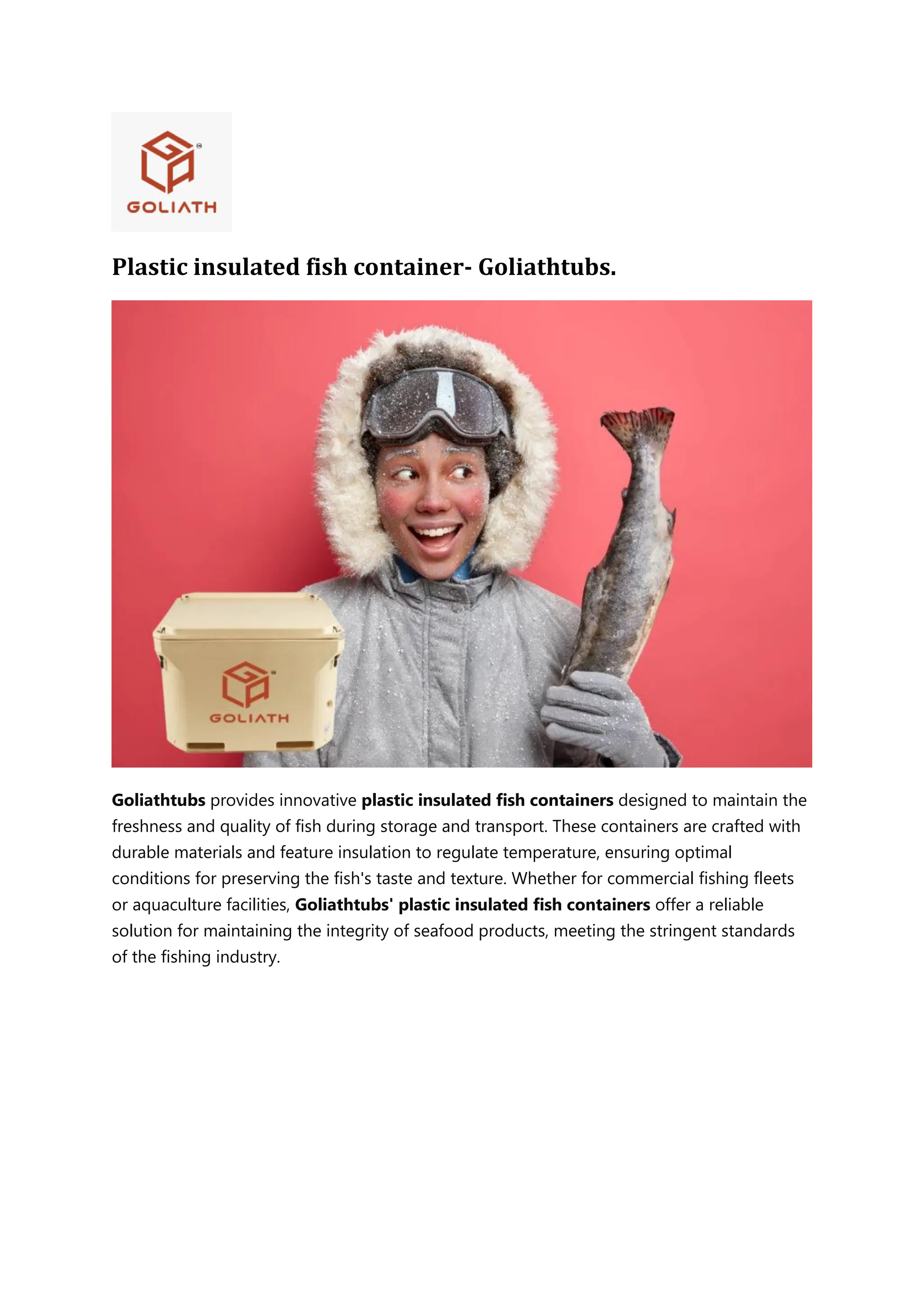 Plastic insulated fish container- Goliathtubs. | PDF