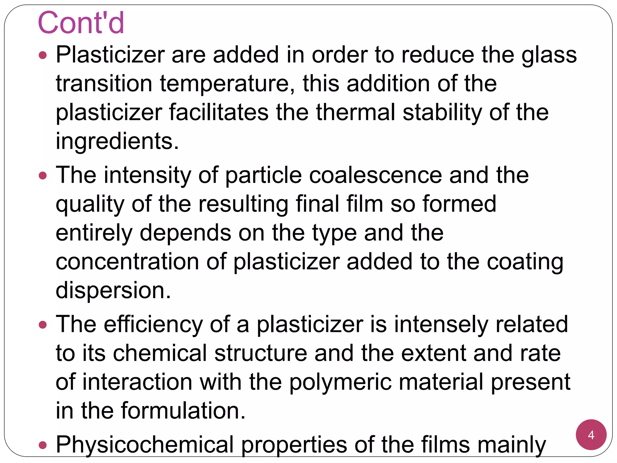 Plasticizer class ppt | PPTX
