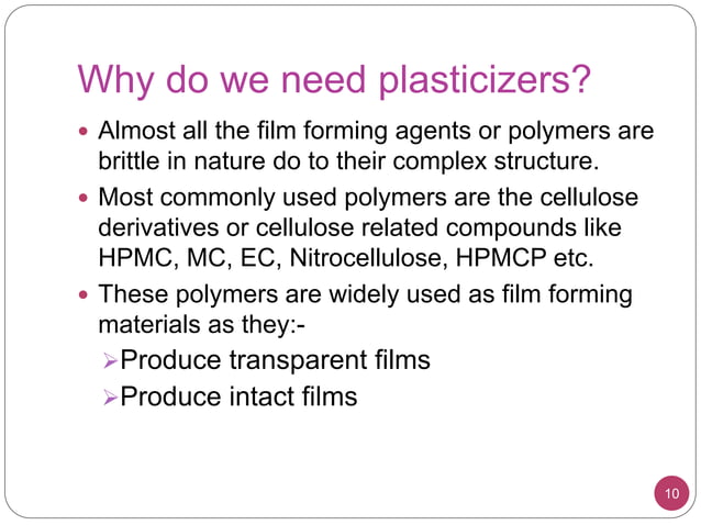 Plasticizer class ppt | PPTX | Chemistry | Science