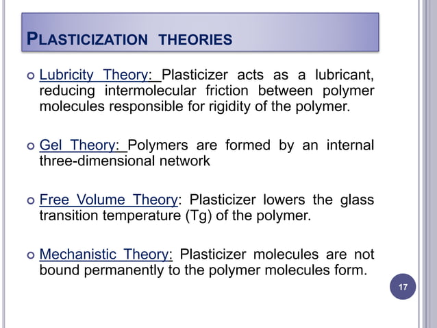 Plasticizer class ppt | PPTX | Chemistry | Science