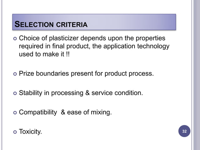 Plasticizer class ppt | PPTX | Chemistry | Science