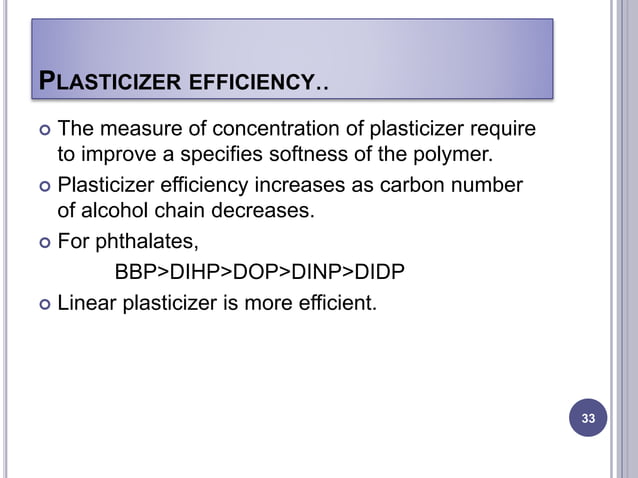 Plasticizer class ppt | PPTX | Chemistry | Science