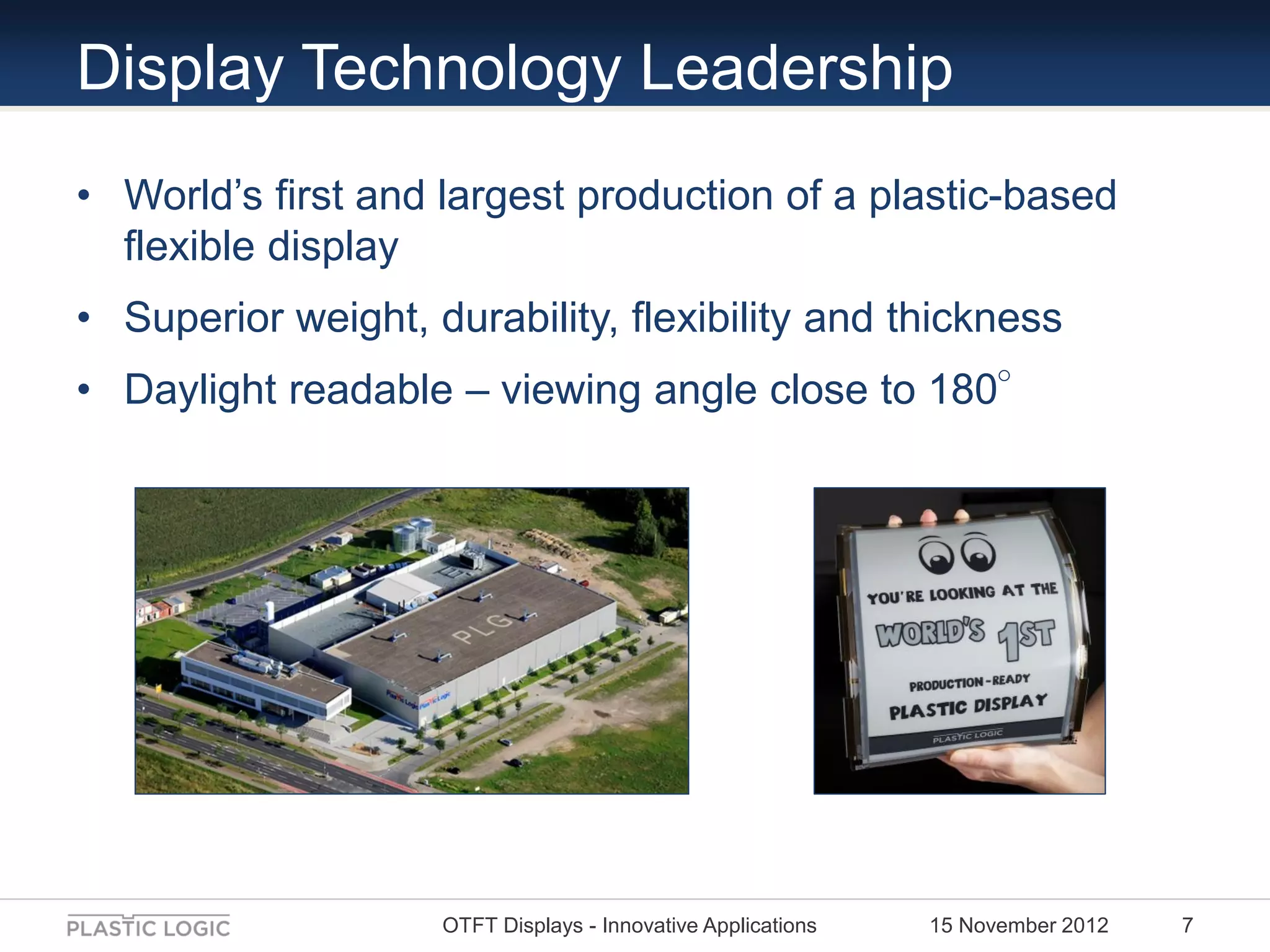 OTFT Driven Displays - Enabling Innovative Applications | PPT