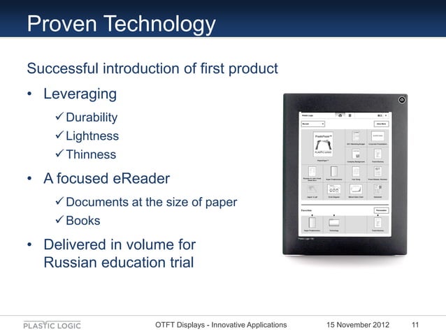 OTFT Driven Displays - Enabling Innovative Applications | PPT