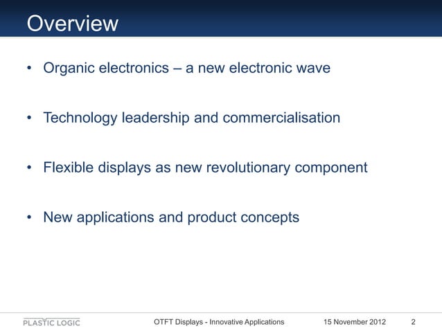 OTFT Driven Displays - Enabling Innovative Applications