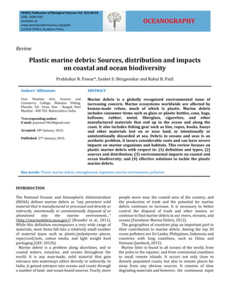 Plastic marine debris sources, distribution and impacts on coastal and ...