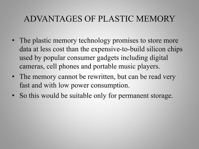 Plastic Memory.pptx | Data Storage and Warehousing | Computing