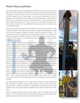 The Hammerman Equipment Piling Mandrels for Plastic Sheet Piling | PDF