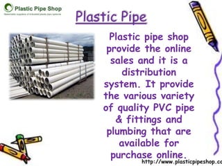 Plastic pipe shop | PPT