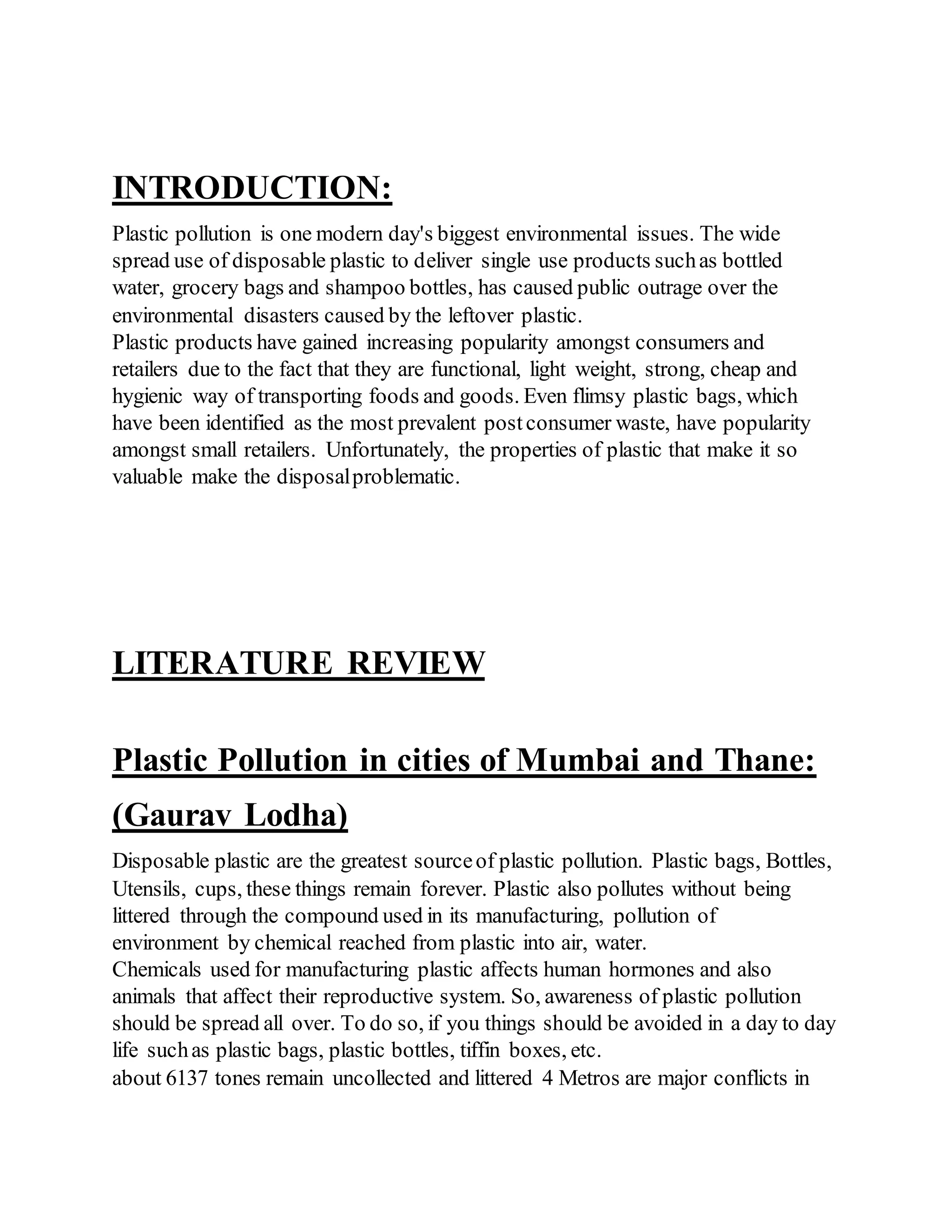 Plastic pollution | DOCX