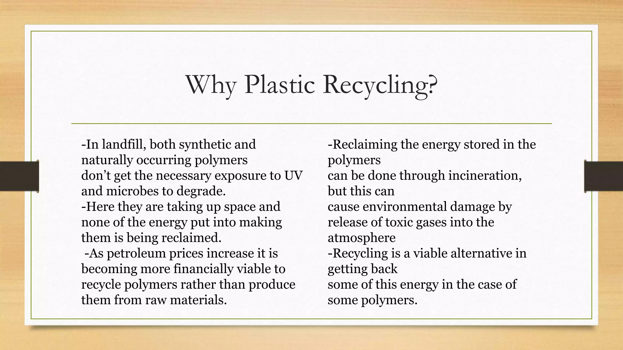 Recycling of Plastics | PPTX