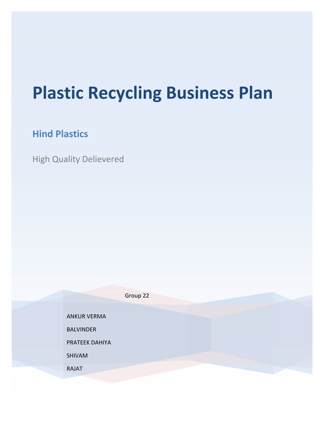 Plastic recycling business plan Report | DOCX | Manufacturing Industry ...