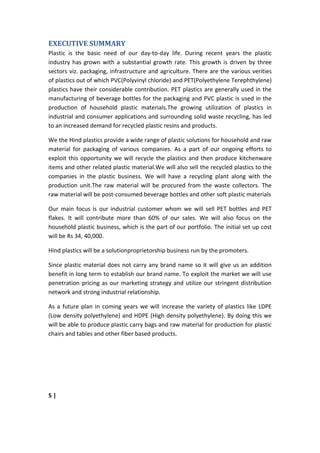 Plastic recycling business plan Report | DOCX