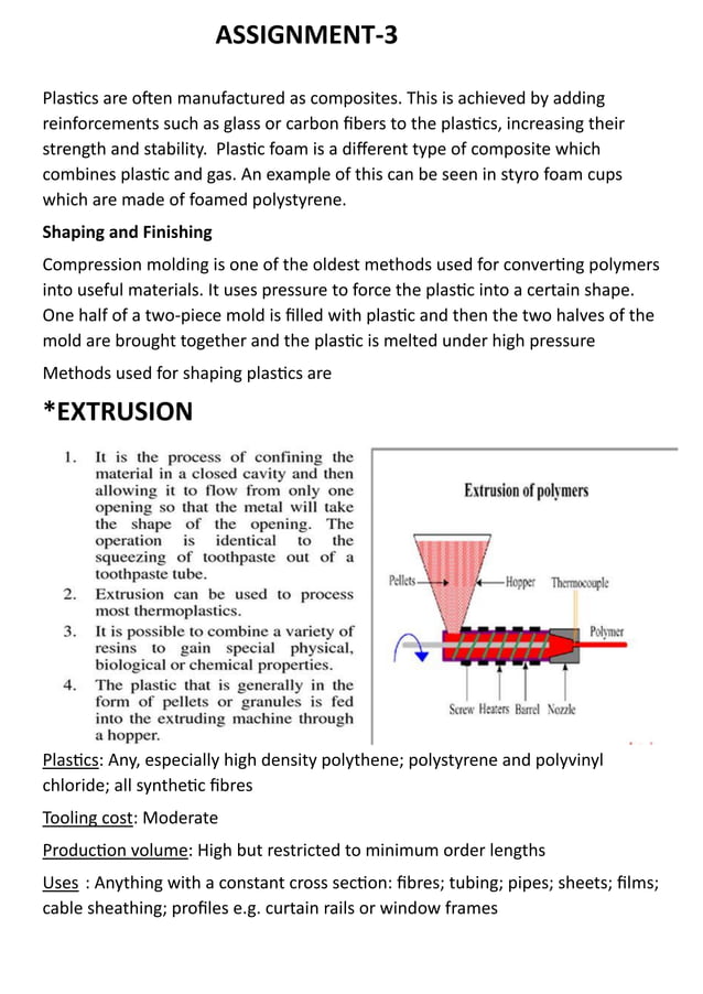 Plastics manufacturing processes | PDF | Chemistry | Science