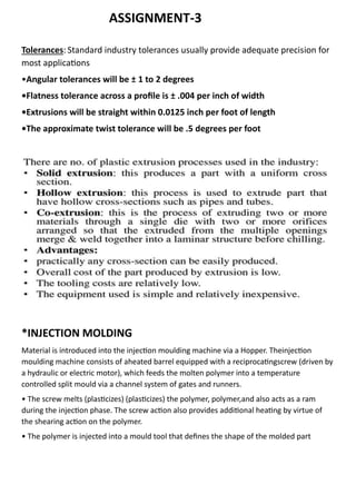 Plastics manufacturing processes | PDF
