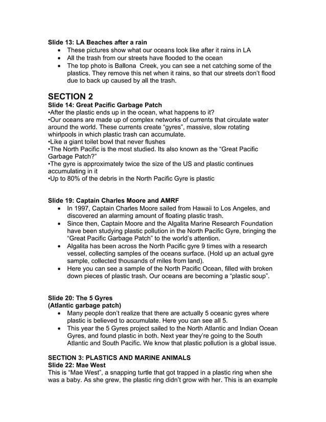 Plastics Are Forever Presentation Script | DOC | Geography | Science
