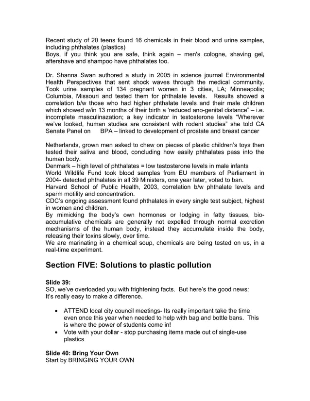 Plastics Are Forever Presentation Script | DOC | Geography | Science