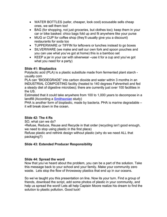 Plastics Are Forever Presentation Script | DOC | Geography | Science