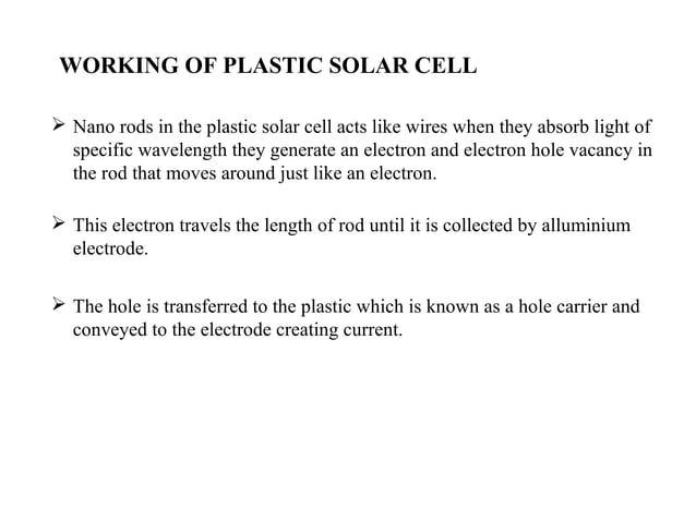Plastic solar cell | PPT | Physics | Science