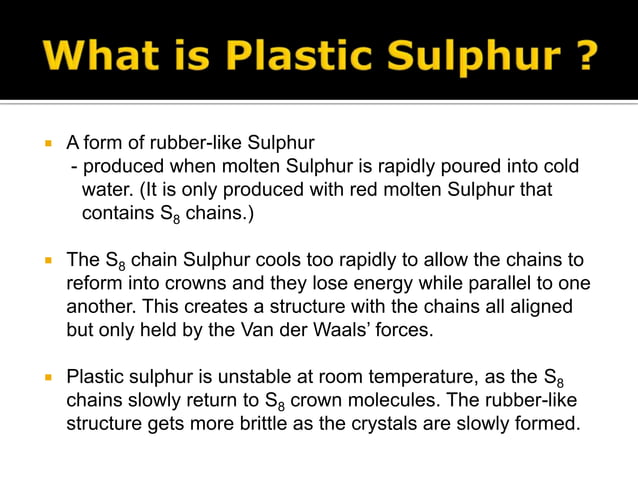 Plastic sulphur | PPTX | Chemistry | Science