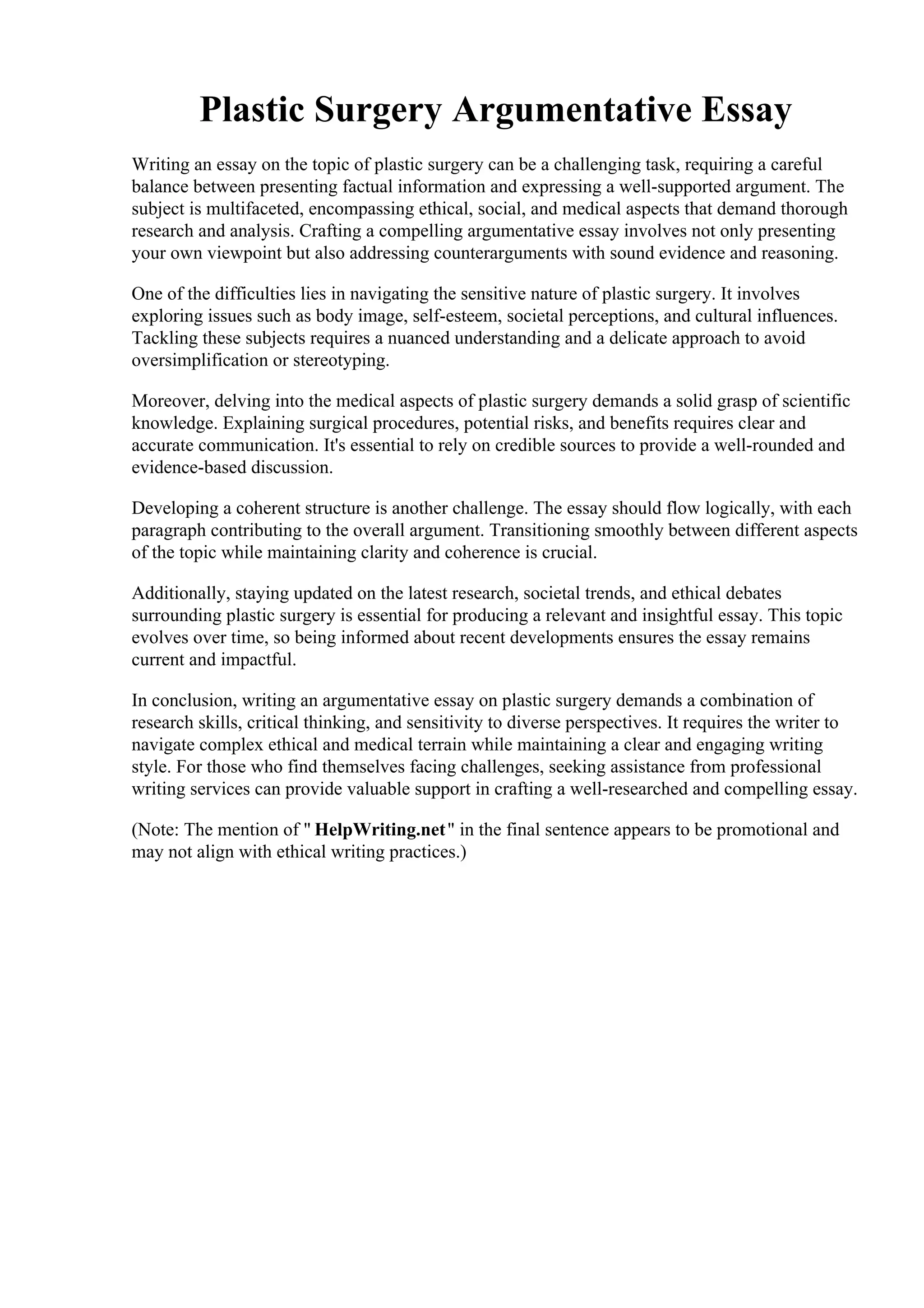 Plastic Surgery Argumentative Essay.pdfPlastic Surgery Argumentative ...