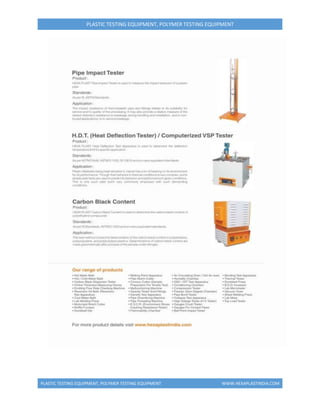 Plastic Testing Equipment, Polymer Testing Equipment | PDF