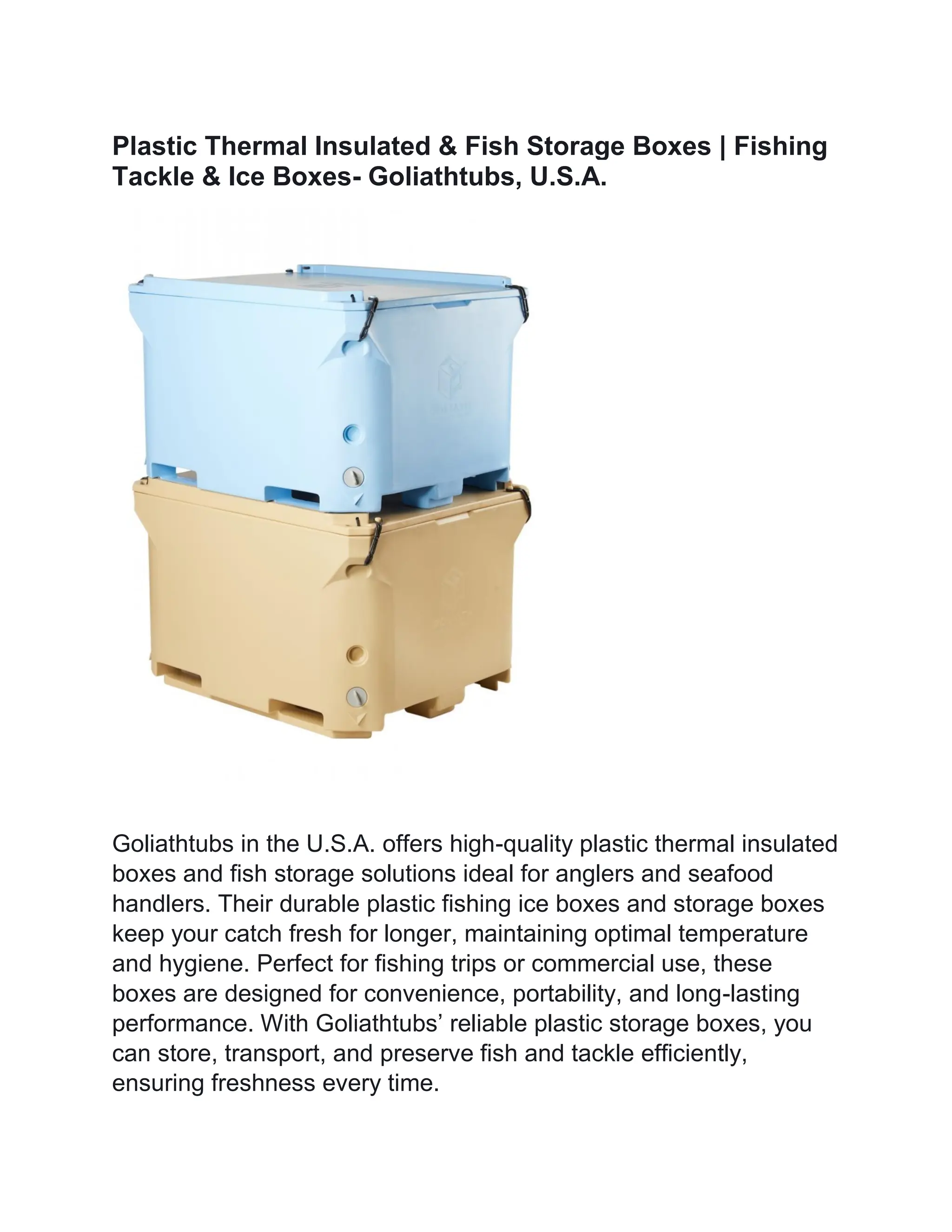 Plastic Thermal Insulated & Fish Storage Boxes | PDF