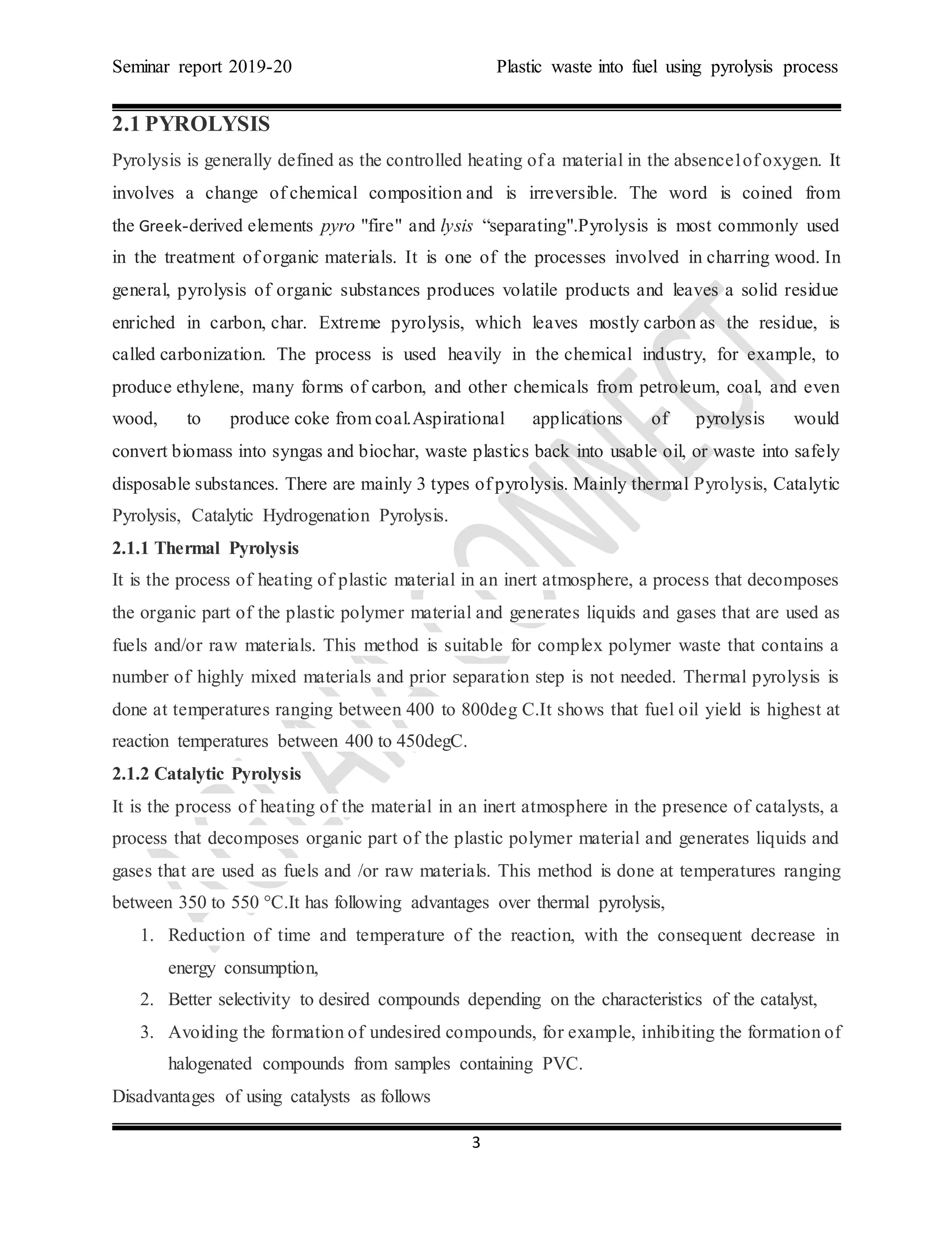 Plastic waste into fuel using pyrolysis process | DOCX