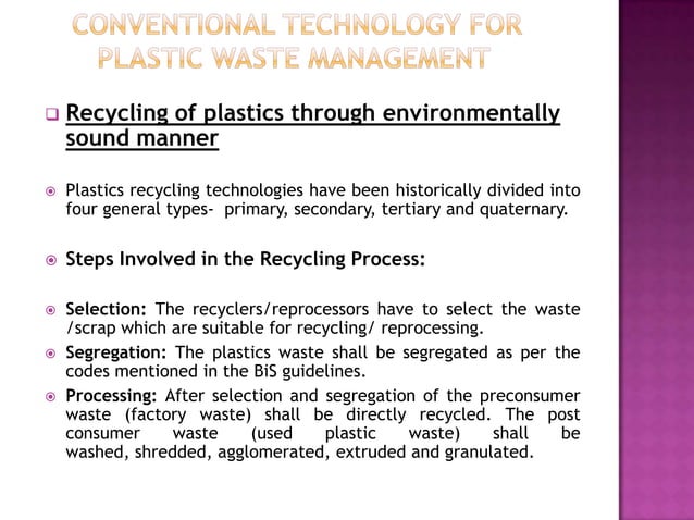 Plastic waste management | PPTX | Environmental Services Industry ...