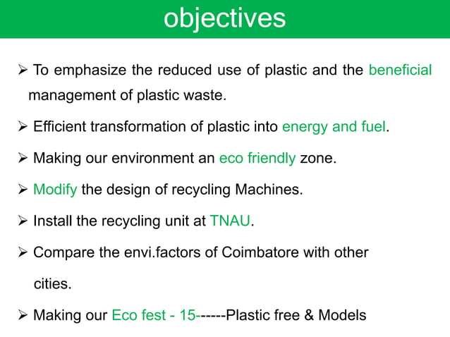 Plastic Waste Management and Recycling Technology : P2 | PPT