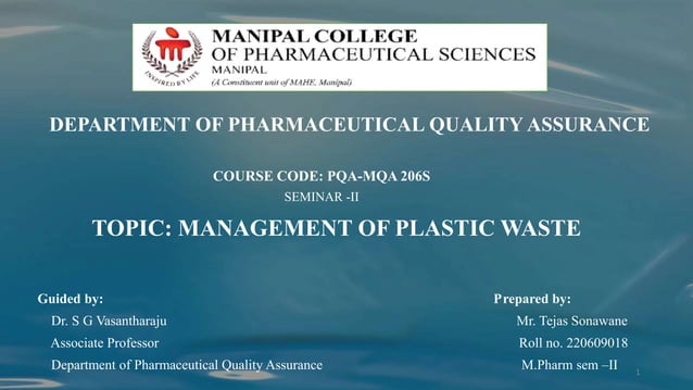 plastic waste management Presentation .pptx | Chemistry | Science