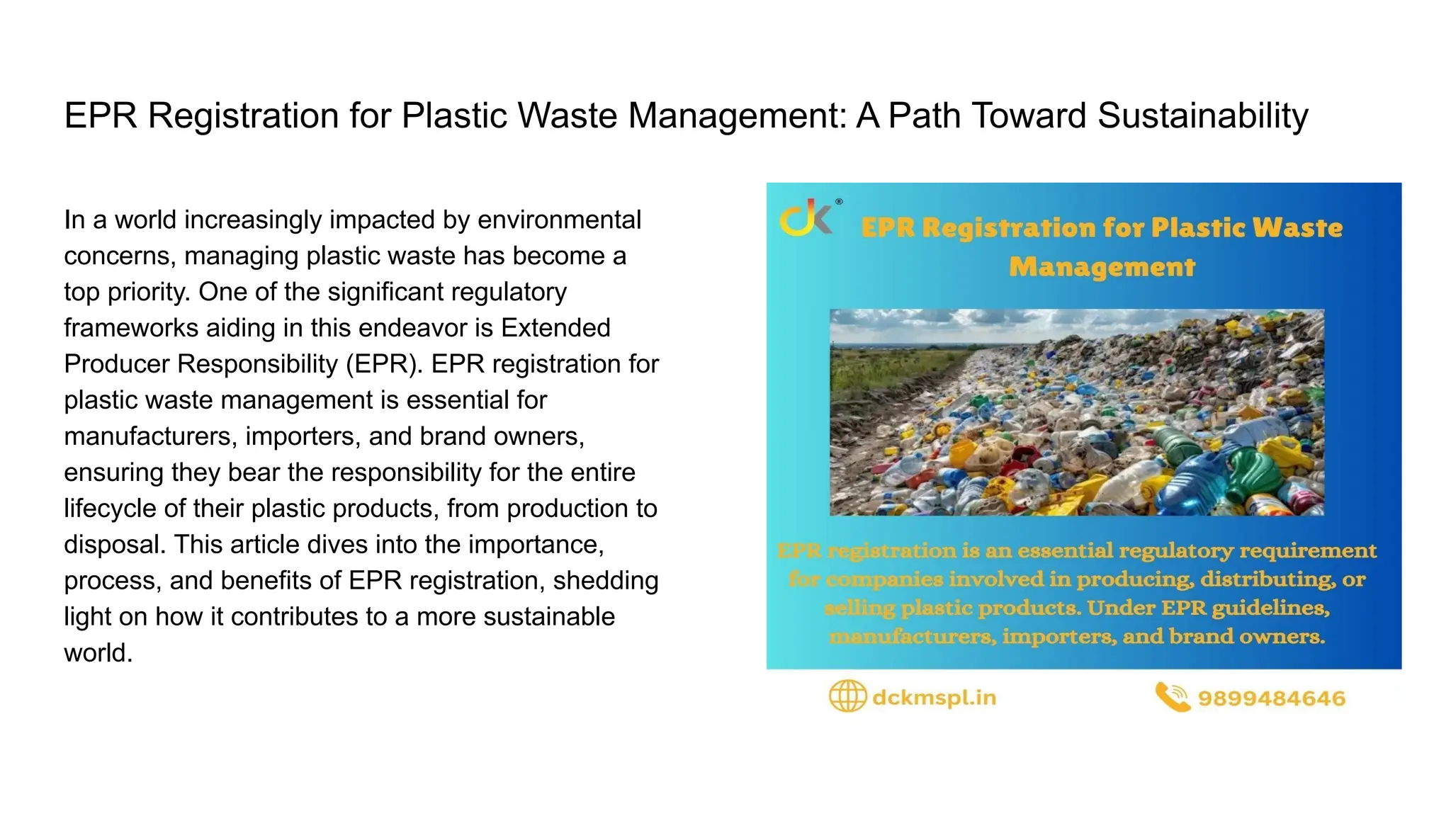 How Does EPR Registration Help in Plastic Waste Management | PPT