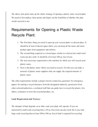 Plastic waste recycling plant | DOCX