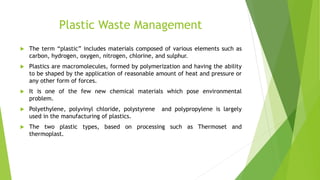 Plastic Waste Management and Recycling Technologies | PPTX