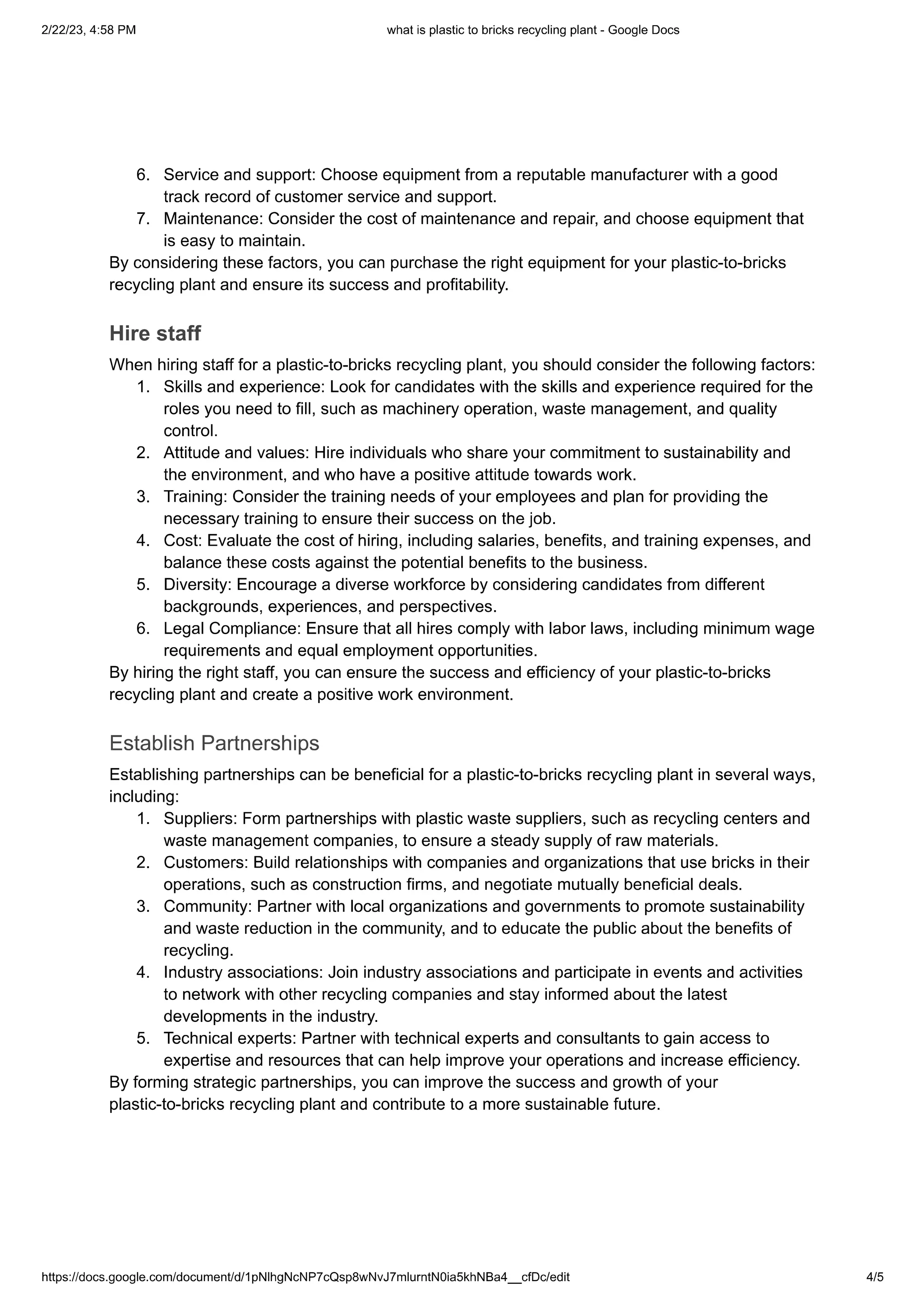 What Is Plastic To Bricks Recycling Plant And How To Start It | PDF