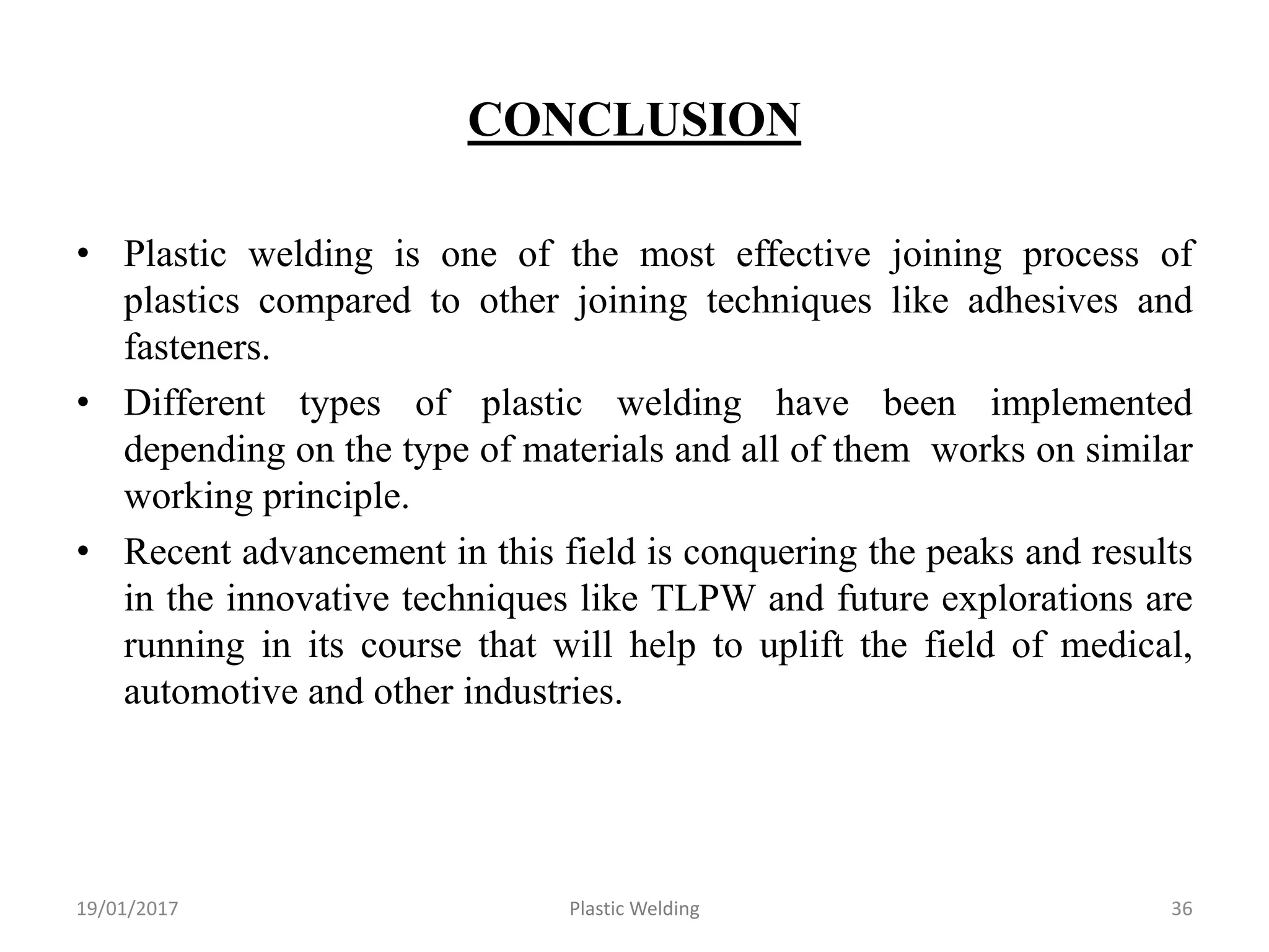 Plastic welding seminar | PPTX