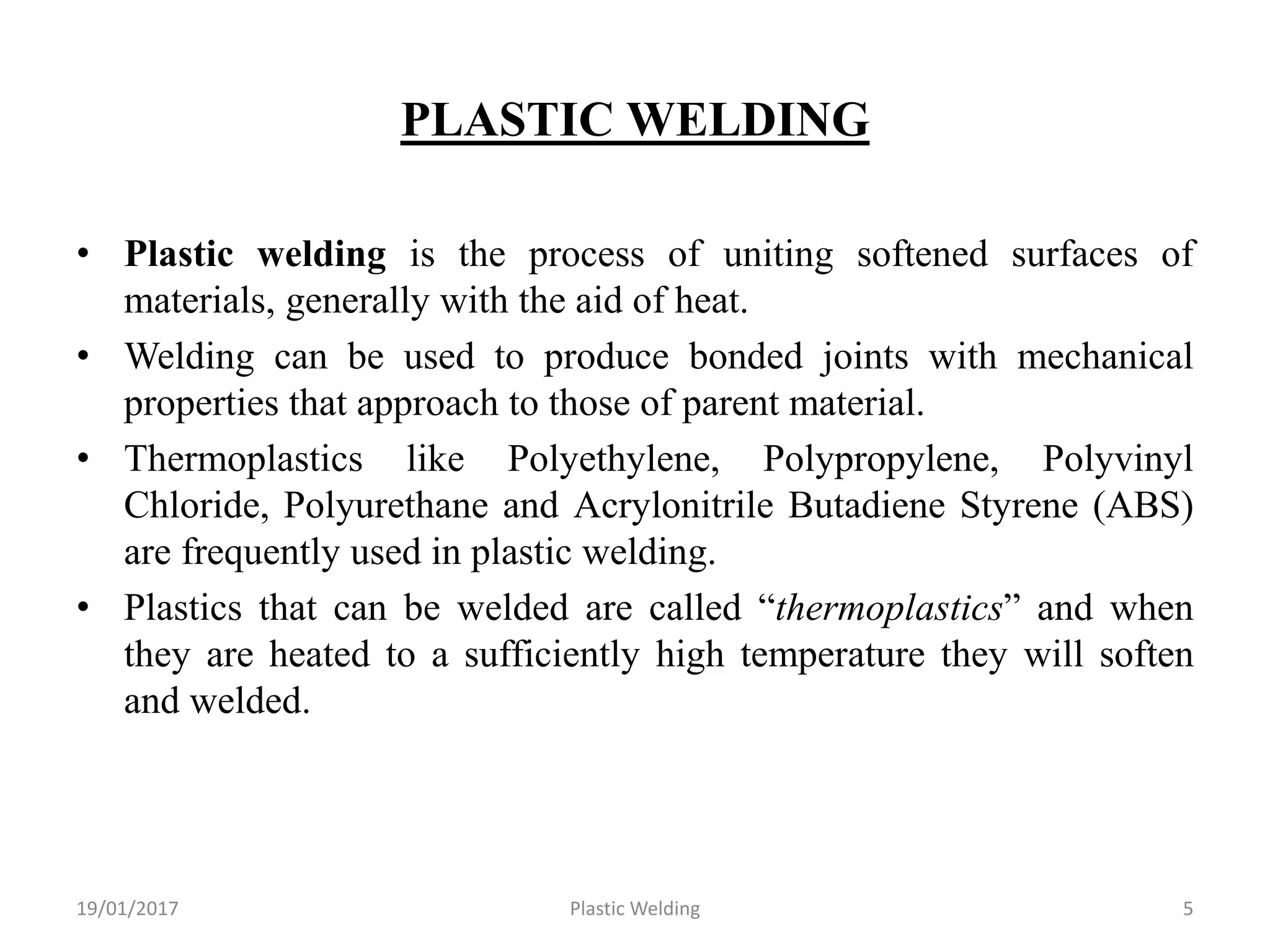 Plastic welding seminar | PPTX