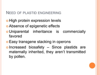 Plastid engineering | PPTX | Agriculture | Industries