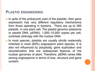 Plastid engineering | PPTX | Agriculture | Industries