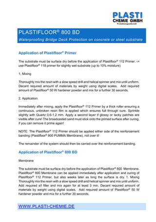 Plastifloor Bridge Deck Waterproofing System_Flyer | PDF