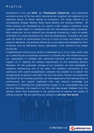 Plastopack industries | PDF | Skin Care | Beauty