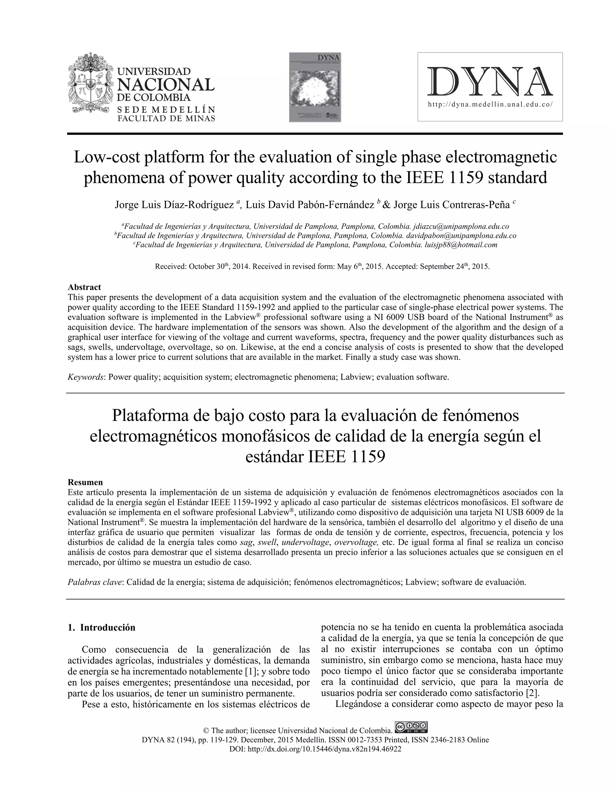 Plataforma para evuluacion de pq segun la ieee 1159 | PDF
